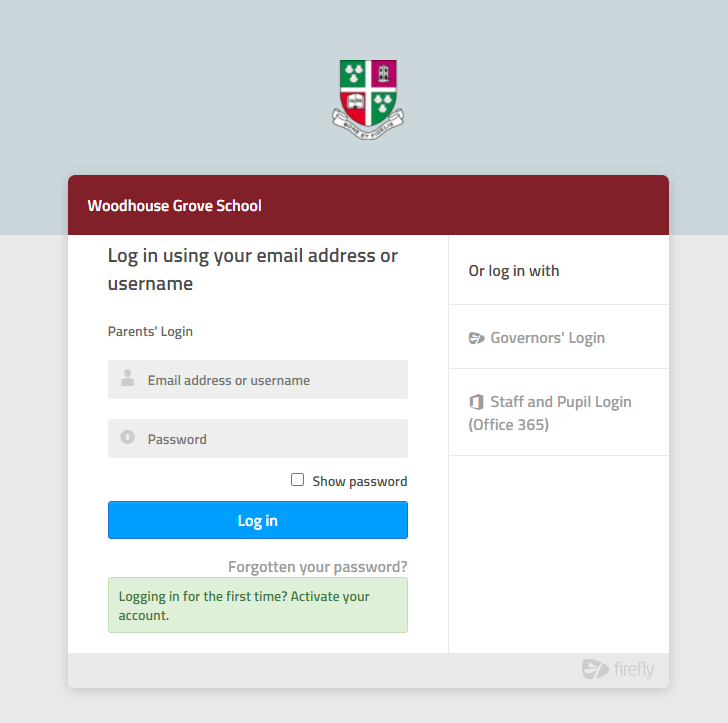 Access to Firefly for Parents — Woodhouse Grove School